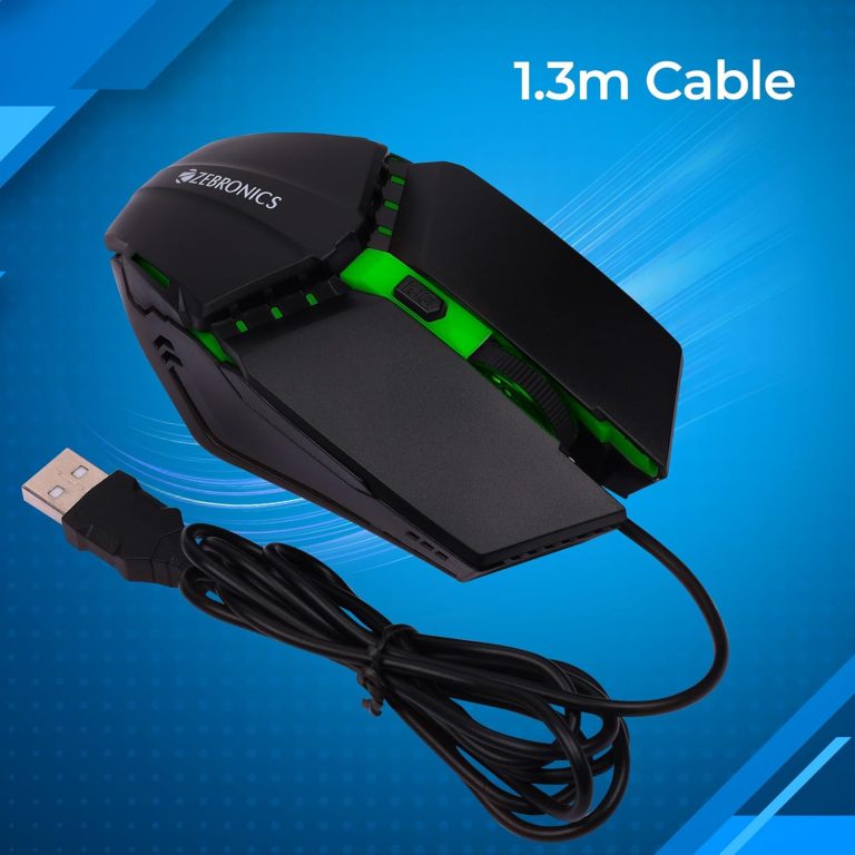 ZEBRONICS PHERO Wired Gaming Mouse with up to 1600 DPI, Rainbow LED ...