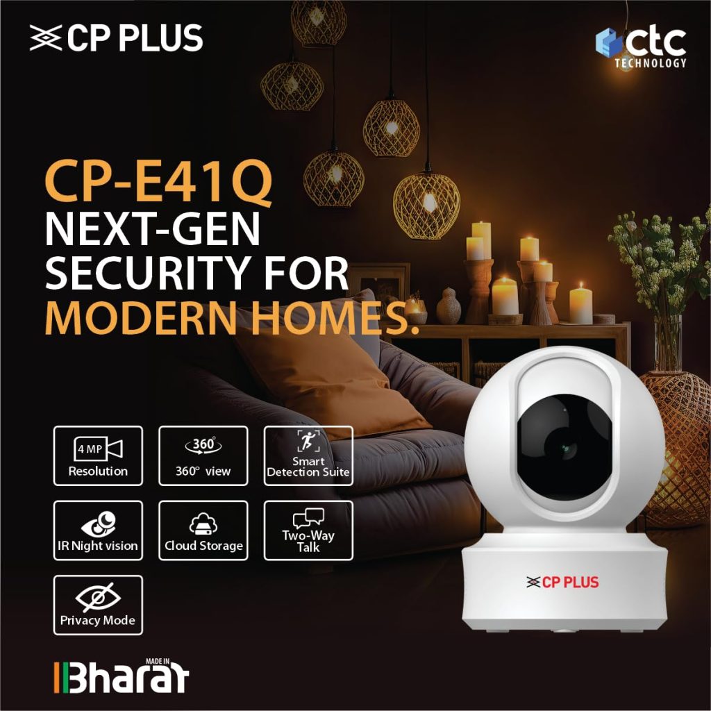 CP PLUS 4MP Quad HD Smart Wi-Fi CCTV Camera for Home | 360° Pan & Tilt ...