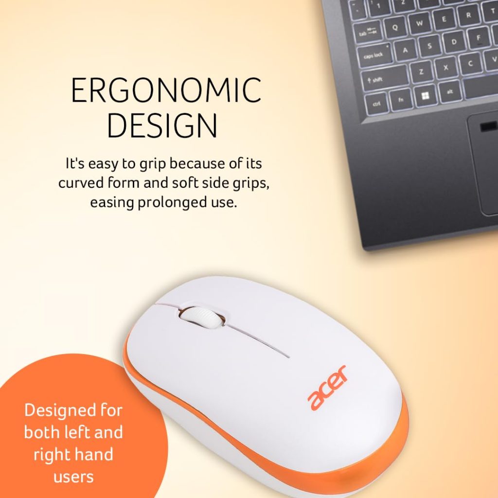 Acer Wireless Mouse (White/Orange) - LowestRate Shopping 🛍️