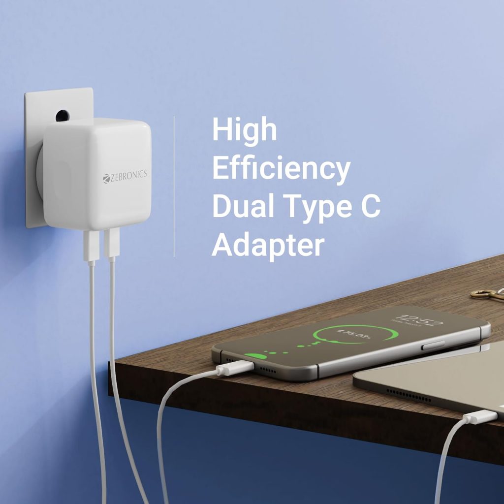 ZEBRONICS MA101B, 35 Watts, Dual Type C Charger - LowestRate Shopping 🛍️