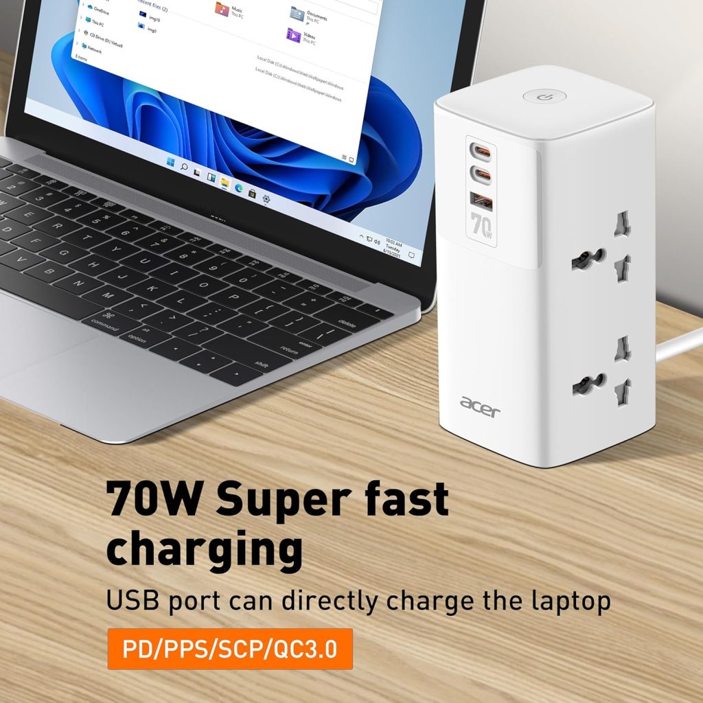 Acer PowerHub Tower AC Socket + 4 USB Ports - LowestRate Shopping 🛍️