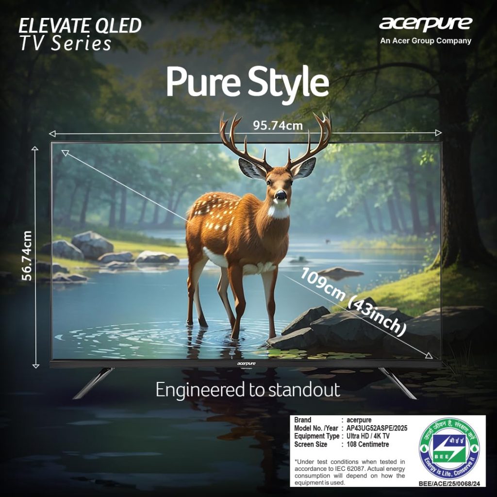 acerpure 109 cms (43 inch) Elevate (2024 Series) QLED TV Smart Google ...