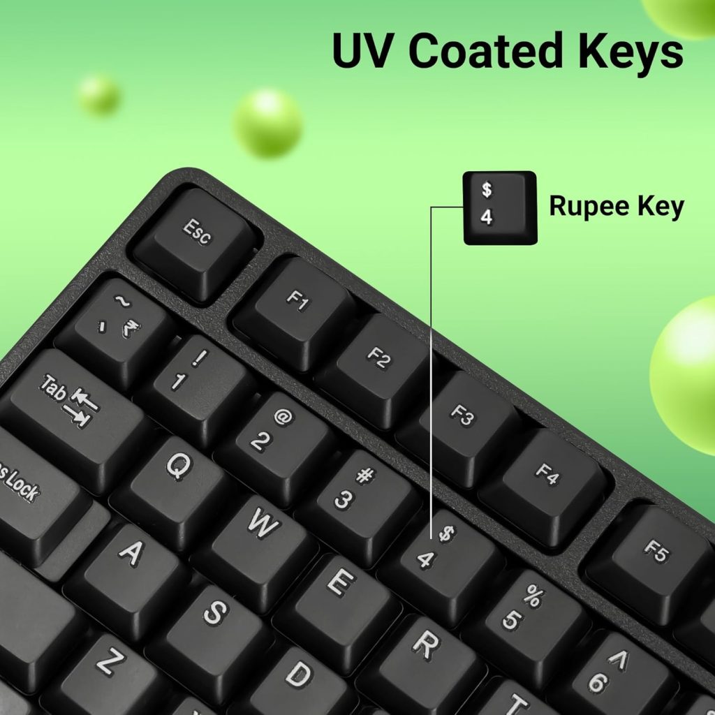 ZEBRONICS K20, Wired Keyboard, 104 Keys, 1.2m Cable, ₹ Key, UV Coated ...